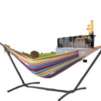 China Folding Stainless Steel Canvas Hammock With Stand Free Standing Double Hammock for Outdoor for sale
