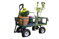China Iron Green Portable Heavy Duty Steel Beach Wagon Hauling Car Tool Grocery Food Cart Trolley for sale