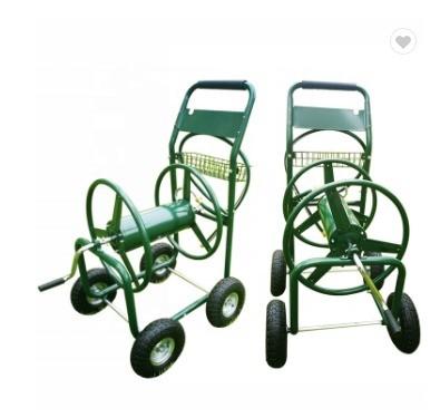 China Durable Heavy Duty Steel Water Garden Hose Reel Cart with Four-Wheel Portable Storage for sale