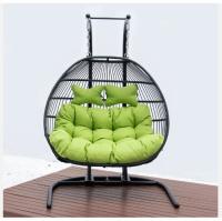 China Easy Collapsible Modern Green Cushions Double Seater Stand Outdoor Hanging Swing Chair for sale