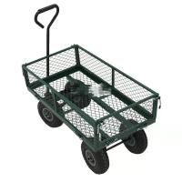 China Metal Gardening Trolley with Heavy Duty Green Trailer Cart and Four-wheel for sale