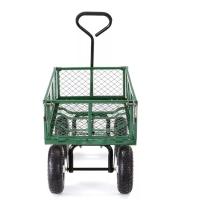 China Outdoor Iron Garden Trolley Mesh Cart Trailer With Pneumatic Wheel For Heavy Materials for sale