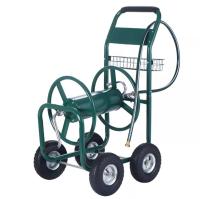 China Heavy Duty Four-Wheel Steel Metal Garden Hose Reel Cart Perfect for Shopping and Tools for sale