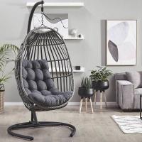 China Collapsible Patio Garden Rattan Hammock Egg Hanging Chair Swing with Stand in Qingdao for sale