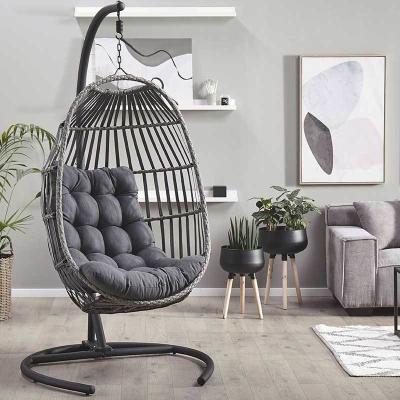 China Collapsible Patio Garden Rattan Hammock Egg Hanging Chair Swing with Stand in Qingdao for sale
