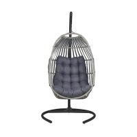 China Collapsible Patio Garden Rattan Hammock Egg Hanging Chair Swing with Stand in Qingdao for sale