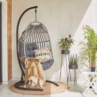 China Collapsible Patio Garden Rattan Hammock Egg Hanging Chair Swing with Stand in Qingdao for sale
