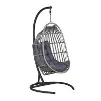 China Collapsible Patio Garden Rattan Hammock Egg Hanging Chair Swing with Stand in Qingdao for sale