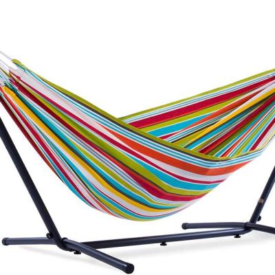 China Folding Stainless Steel Canvas Hammock With Stand Free Standing Double Hammock for Outdoor for sale