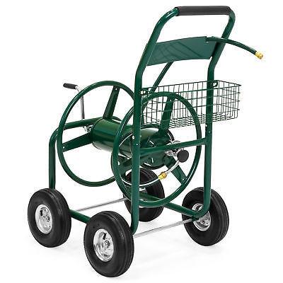 China Iron Heavy Duty Portable Wheeled Garden Lawn Water Hose Reel Storage Cart for sale