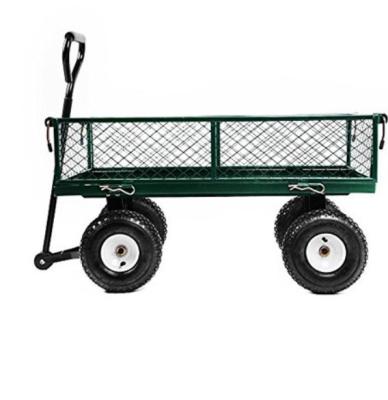 China Removable Side Meshes Four-Wheel Garden Cart for Yard Work Heavy Duty Construction for sale