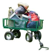 China Steel Mesh Garden Folding Utility Wagon 500LBS Capacity Four-wheel Design Large Trolley for sale