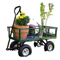 China Steel Mesh Garden Folding Utility Wagon 500LBS Capacity Four-wheel Design Large Trolley for sale