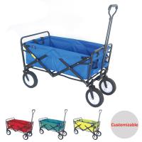 China Iron Collapsible Folding Four-wheel Wagon Cart Garden Pull Heavy Duty Utility Wagon for sale