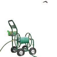 China Iron Material for Long-Lasting Garden Water Hose Reel Cart With Four Metal Wheels for sale