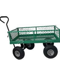 China Tools Heavy Duty Steel Mesh Yard Garden Jumbo Crate Wagon Utility Garden Trolley Cart for sale
