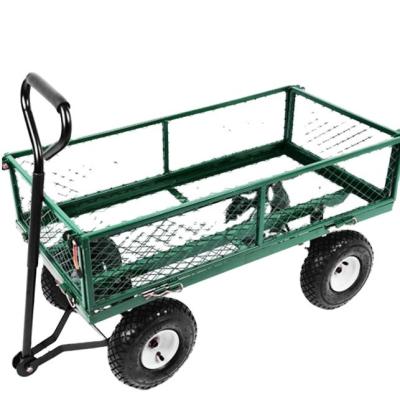 China Green Steel Mesh Garden Folding Trolley Tool Cart for Portable Utility Maneuverability for sale