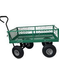 China Green Steel Mesh Garden Folding Trolley Tool Cart for Portable Utility Maneuverability for sale