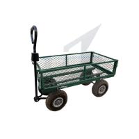 China 86*46*85 Heavy Duty Steel Mesh Yard Garden Jumbo Crate Wagon Utility Garden Trolley Cart with 4 Four Wheels for sale