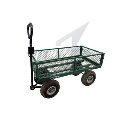 China 86*46*85 Heavy Duty Steel Mesh Yard Garden Jumbo Crate Wagon Utility Garden Trolley Cart with 4 Four Wheels for sale