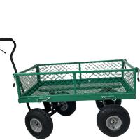 China 86*46*85 Heavy Duty Steel Mesh Yard Garden Jumbo Crate Wagon Utility Garden Trolley Cart with 4 Four Wheels for sale