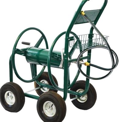China Qingdao Port Heavy Duty Iron Garden Water Hose Reel Cart for Outdoor Yard Maintenance for sale