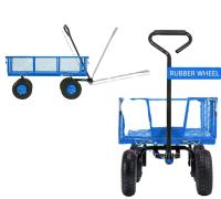 China Metal Heavy Duty Folding Steel Outdoor Beach Mesh Wagon for Garden Tools 500LBS Capacity for sale