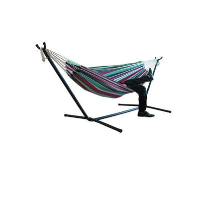 China Modern Double Cotton Hammock with Portable Steel Stand Relax and Unwind Anywhere for sale