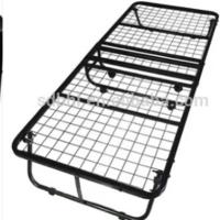 China Metal Single Folding Bed with Mattress and Wheels Hostel Mail Packing N Wheels for sale