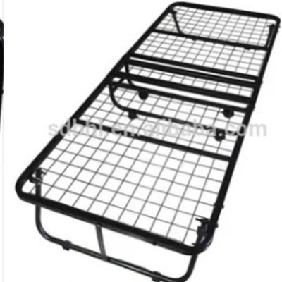 China Metal Single Folding Bed with Mattress and Wheels Hostel Mail Packing N Wheels for sale