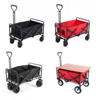 China Sturdy Green 4 Wheel Hand Push Garden Wagon Tool Cart with 260KGS Weight Capacity for sale