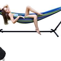 China 300LBS Double Hammock With Steel Stand For Port of Loading Qingdao for sale