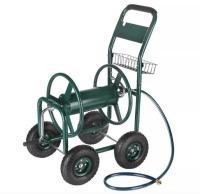 China Occasion Selection Support Outdoor Hose Reel Cart with 4 Wheels Customized Carbon Steel for sale