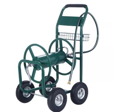 China Convenient 4 Wheel Stainless Steel Hose Rool Cart for House Cleaning and Flower Watering for sale