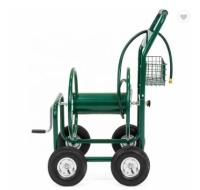 China Tools Household Portable Winding Water Pipe With Landscape Storage Basket 4 Wheel Garden Watering Hose Reel Cart for sale