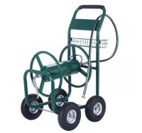 China Tools Household Portable Winding Water Pipe With Landscape Storage Basket 4 Wheel Garden Watering Hose Reel Cart for sale