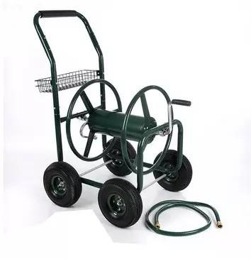 China Convenient Two-wheel Green Wheeled Garden Lawn Water Planting Hose Reel Cart for sale