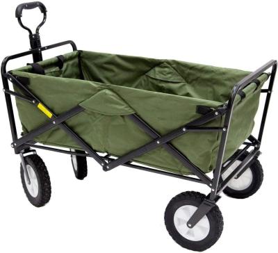China Iron Collapsible Folding Outdoor Utility Wagon with Wheel Brakes and 2 Cup Holders for sale