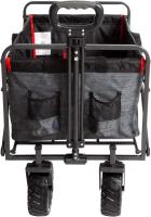 China Iron Collapsible Folding Outdoor Utility Wagon with Wheel Brakes and 2 Cup Holders for sale