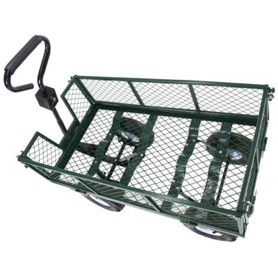 China Qingdao Port Loading Heavy Duty Lawn Garden Yard Trolley Wagon Cart with Outdoor Design for sale