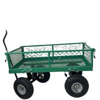 China Green Heavy Duty Lawn Garden Yard Trolley Wagon Cart for Qingdao Port Loading for sale