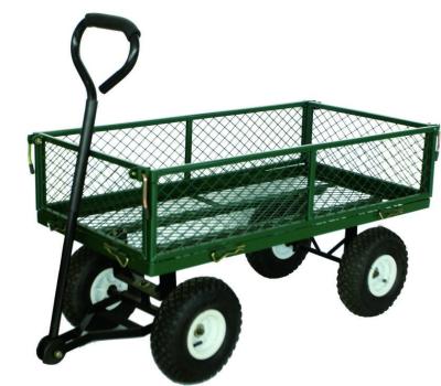 China 86*46*85 Heavy Duty Steel Mesh Yard Garden Jumbo Crate Wagon Utility Garden Trolley Cart With 4 Four Wheels for sale