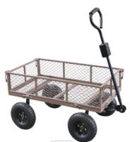 China Green Outdoor Four Wheel Metal Mesh Cart Wagon with Heavy-Duty Construction for sale
