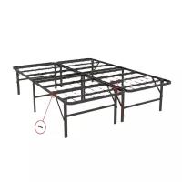China Queen Size Black Metal Double Folding Bed Frame with Storage Space Hotel Room Essential for sale
