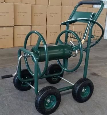 China Green Portable Hose Reel Cart for Convenient Outdoor Gardening 60*102*42.5 Dimensions for sale
