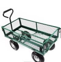 China Four-wheel Utility Wagon Yard Garden Dump Lawn Cart With Beach Wheels And Hand Pull Trolley for sale