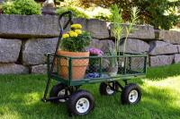 China Four-wheel Utility Wagon Yard Garden Dump Lawn Cart With Beach Wheels And Hand Pull Trolley for sale