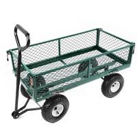 China Four-wheel Utility Wagon Yard Garden Dump Lawn Cart With Beach Wheels And Hand Pull Trolley for sale