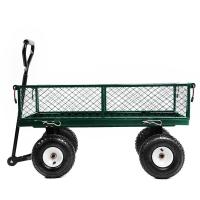 China Four-wheel Utility Wagon Yard Garden Dump Lawn Cart With Beach Wheels And Hand Pull Trolley for sale