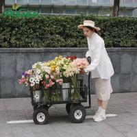 China Outdoor Heavy Duty Steel Mesh Garden Trolley Cart with 4 Wheels and 500LBS Capacity for sale